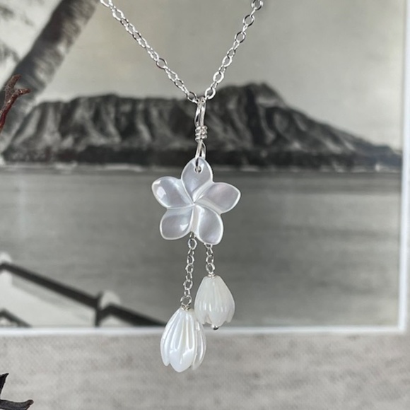 Jewelry | Hawaiian White Plumeria Pikake Mother Of Pearl Dangle ...